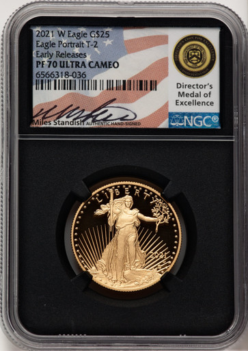 2021-W G$25 Half Ounce Gold Eagle Type Two First Strike ER Miles ...