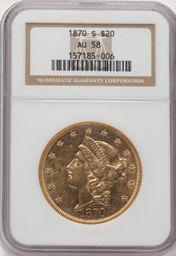 1870-S $20 Liberty Double Eagle NGC AU58 (520884029) - LCR Coin