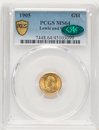 1905 G$1 Lewis and Clark CAC Commemorative Gold PCGS MS64 - LCR Coin