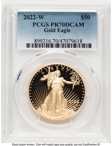 2022-W Proof Gold Eagle 1 oz Blue Gradient PCGS PR70 | LCR Coin