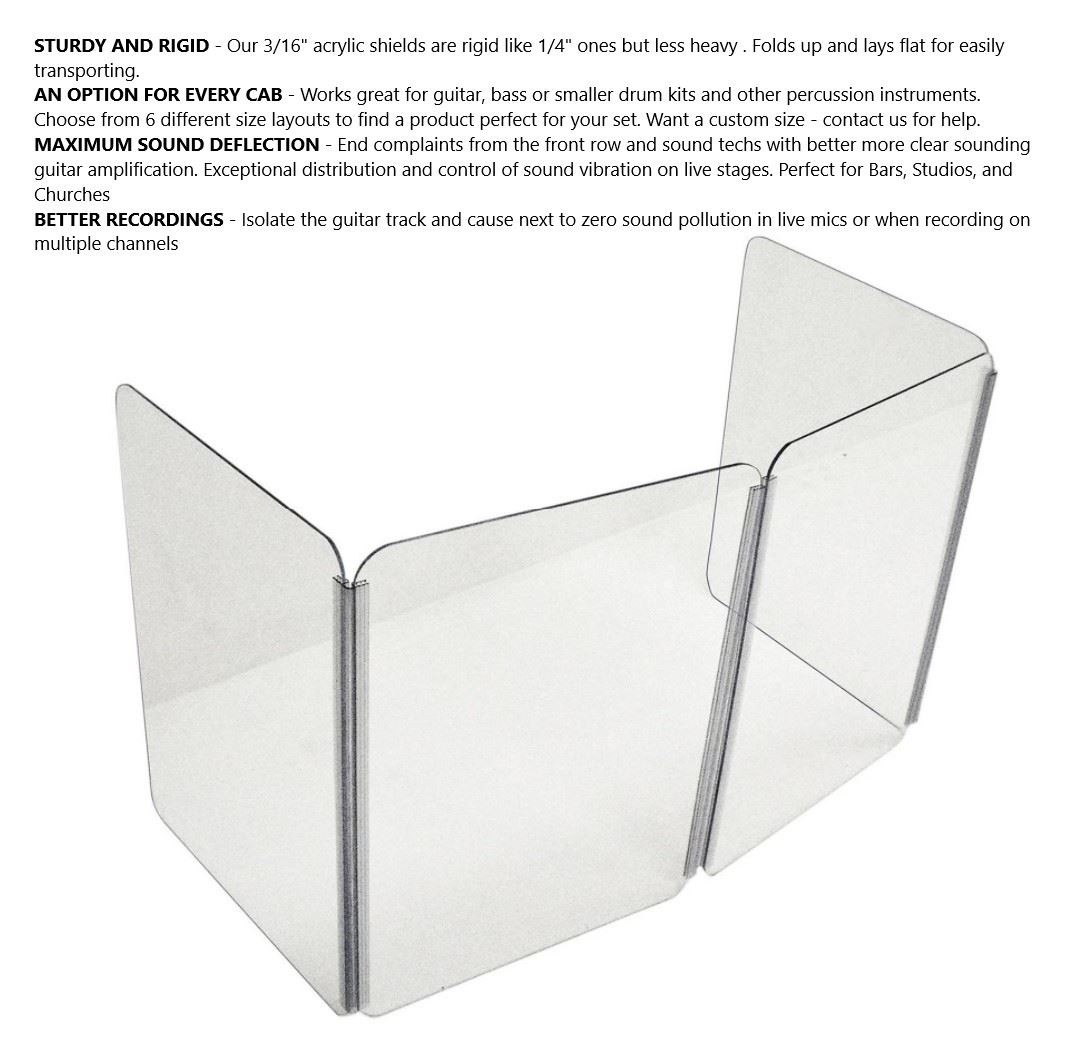 Guitar Amplifier Sound Deflection Shields: Crystal Clear Acrylic 4 ...