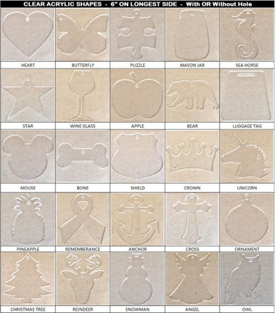 10 Pack Laser Cut 6" Clear Acrylic Blank Shapes Smooth Edge Transparent ...