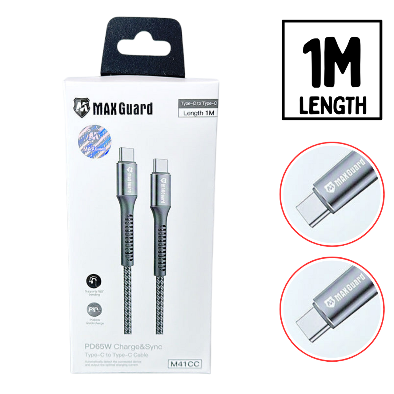 Maxguard 1m Type C To Type C Charging Cable