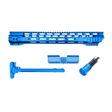 JE Machine Tech USA Made Blue 15" M-LOK Free Float Slant Cut Handguard ...