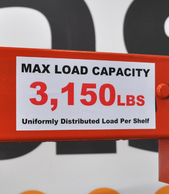 Custom Maximum Load Capacity Label