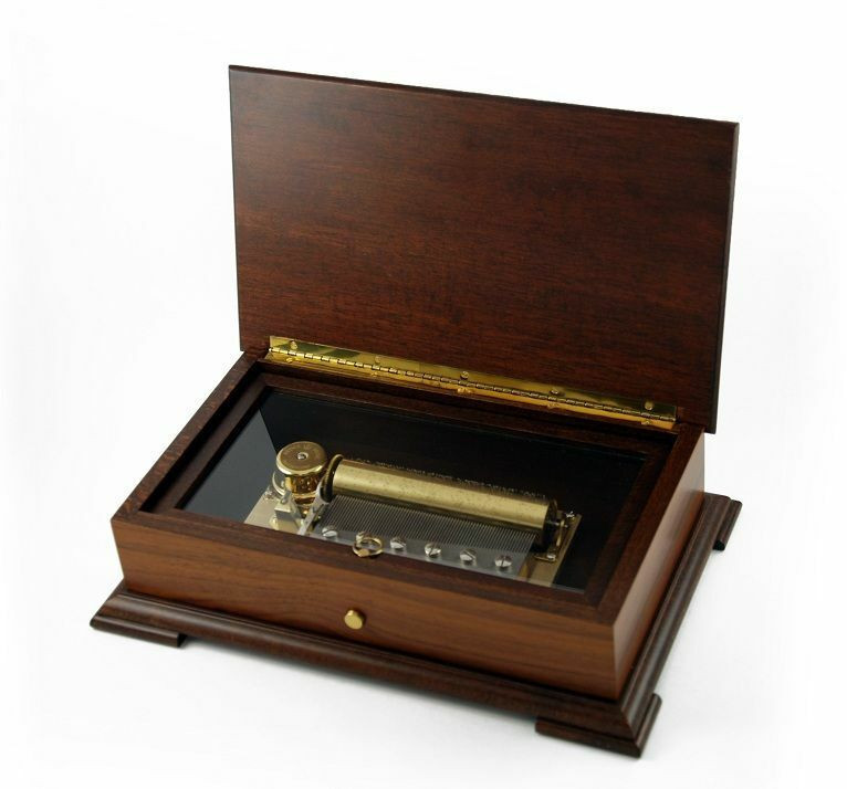 Traditional 72 Note Swiss Music Box with Music Instruments and Flower ...