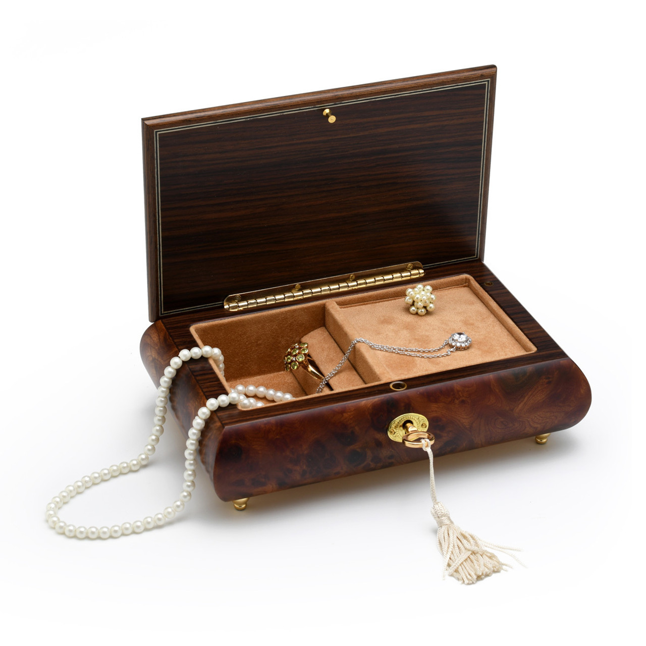 Handcrafted Single Stem Red Rose Italian Musical Jewelry Box ...