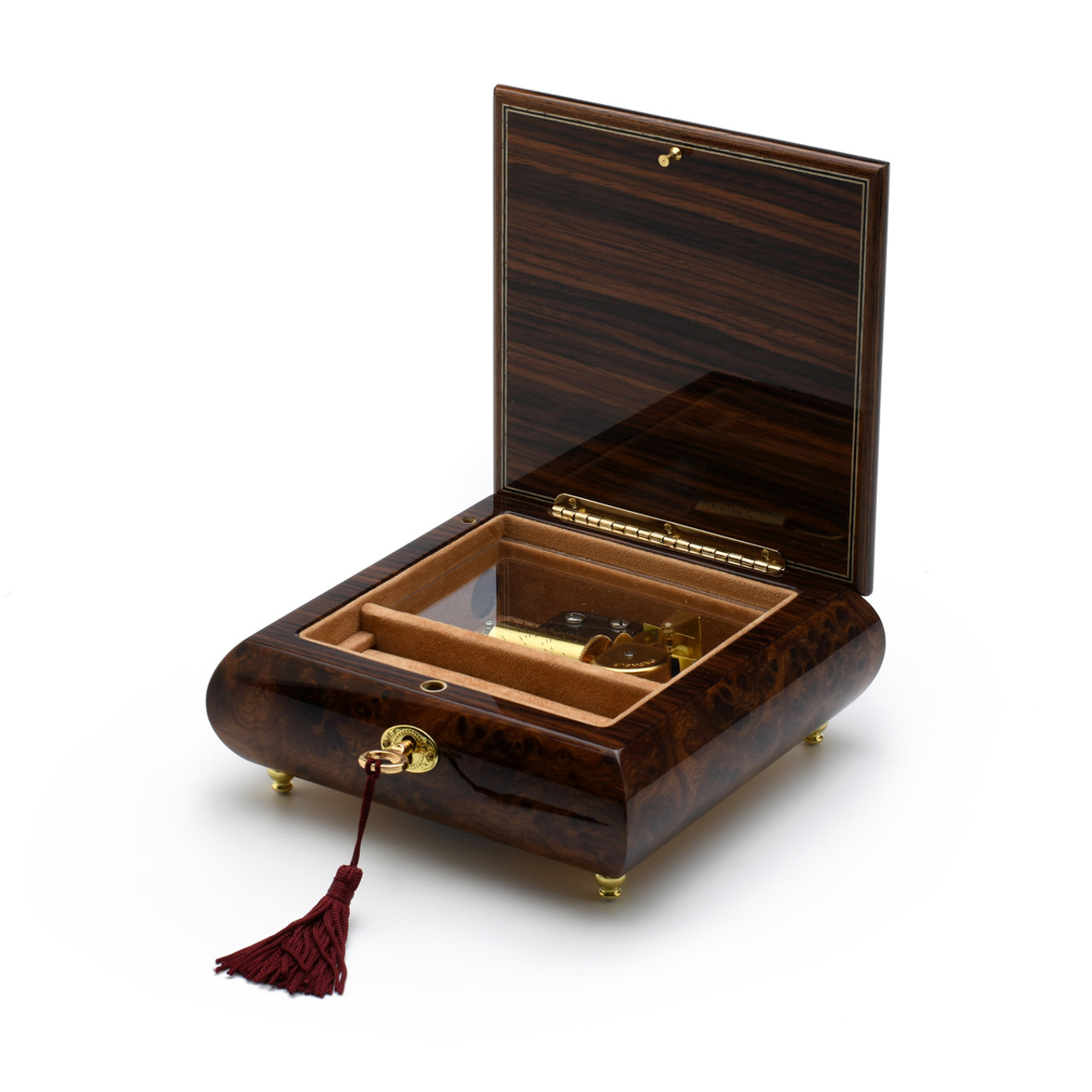 Handcrafted 18 Note Floral Inlay Music Box with Lock and Key ...