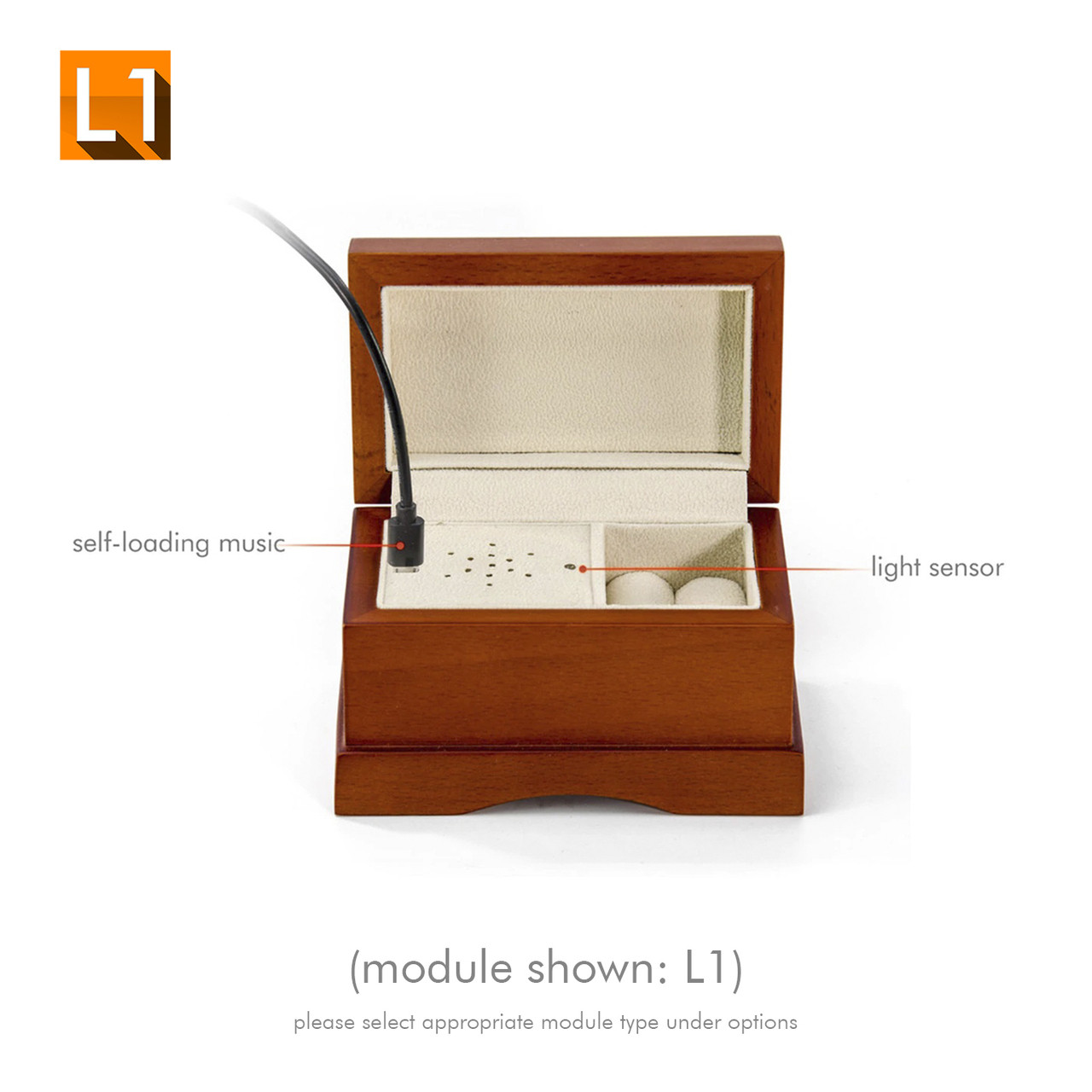 Matte Wood Tone Treasure Chest Custom USB Sound Module Music Box ...