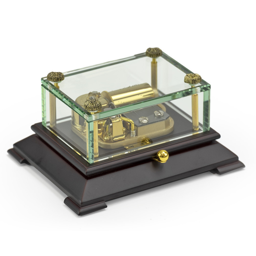 Exclusive 30 Note Crystal Music Box with Contemporary Wooden Base ...