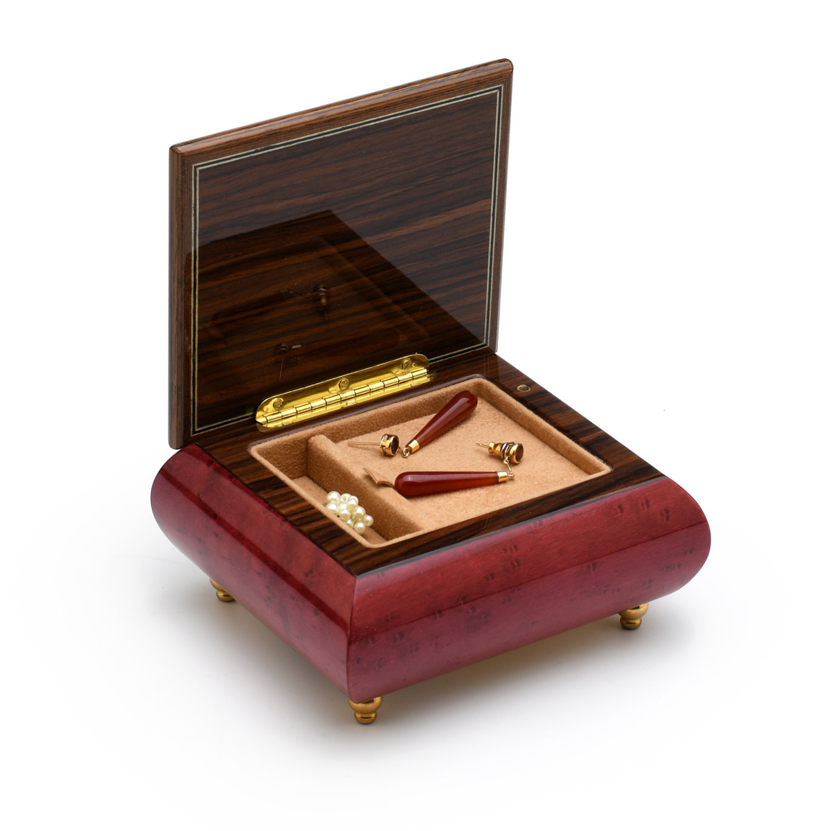 Inspiring 18 Note Red Wine Music Theme with Violin Wood Inlay Music Box ...