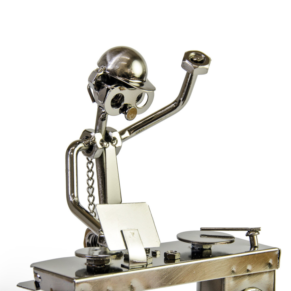 Handcrafted metal musician DJ figurine - MusicBoxAttic.com