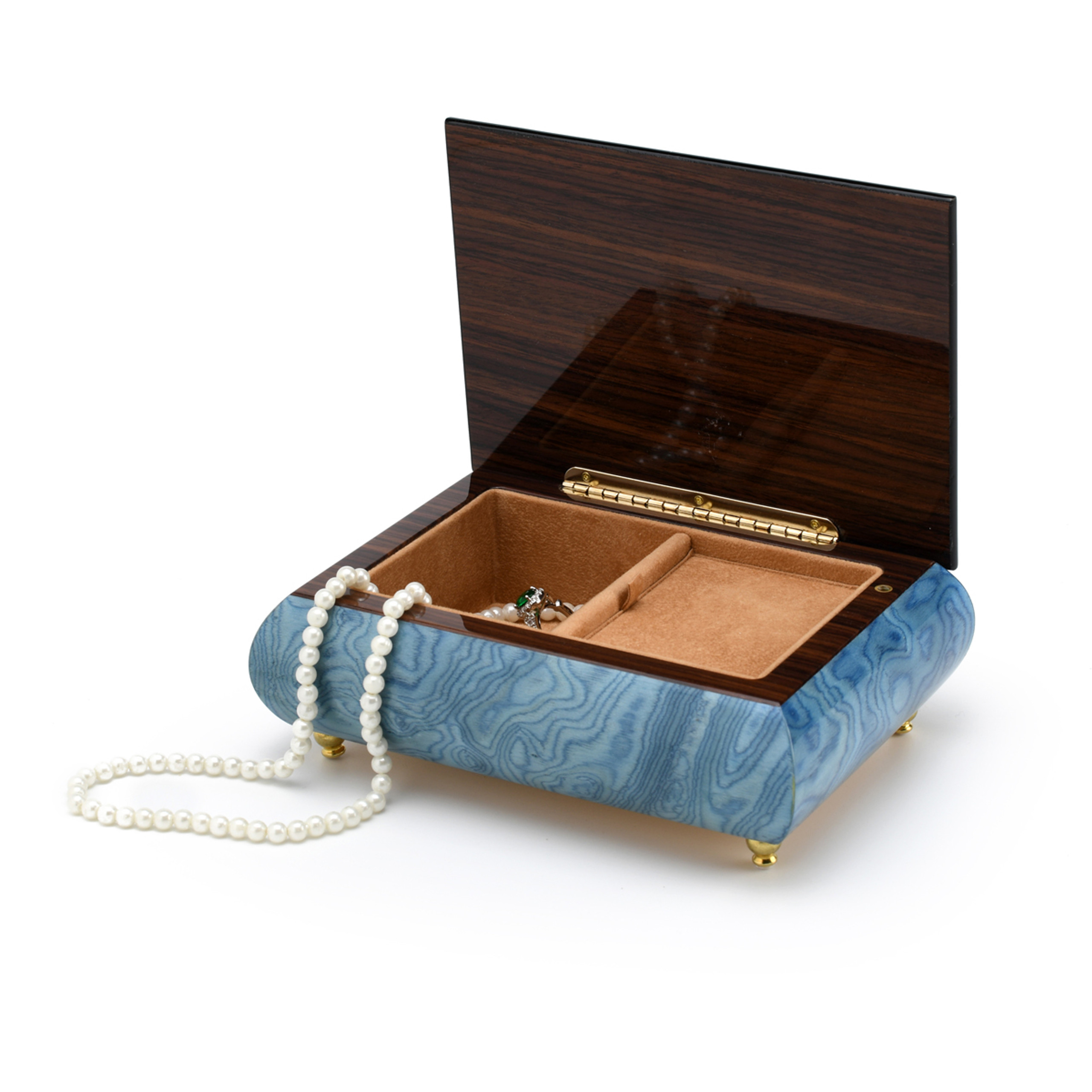 Gorgeous Handcrafted 30 Note Italian Sea Blue Music Box with Angel ...