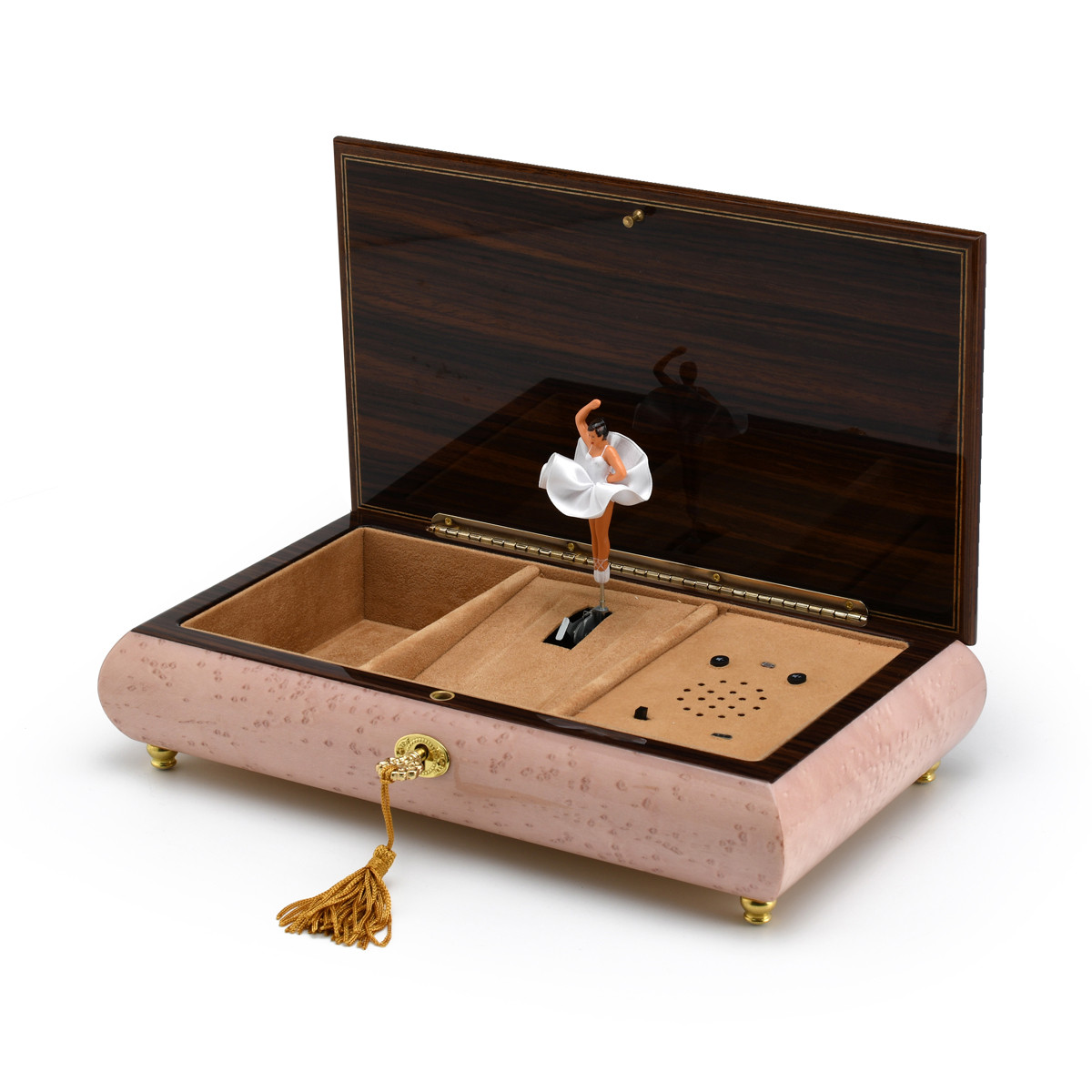 Handcrafted Pink Floral Inlay Custom Sound Module Music Box with ...