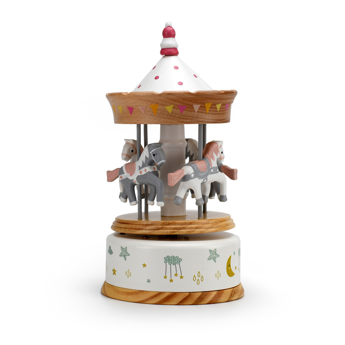 Musical White and Red Animated Carousel with Childhood Themed Accents ...