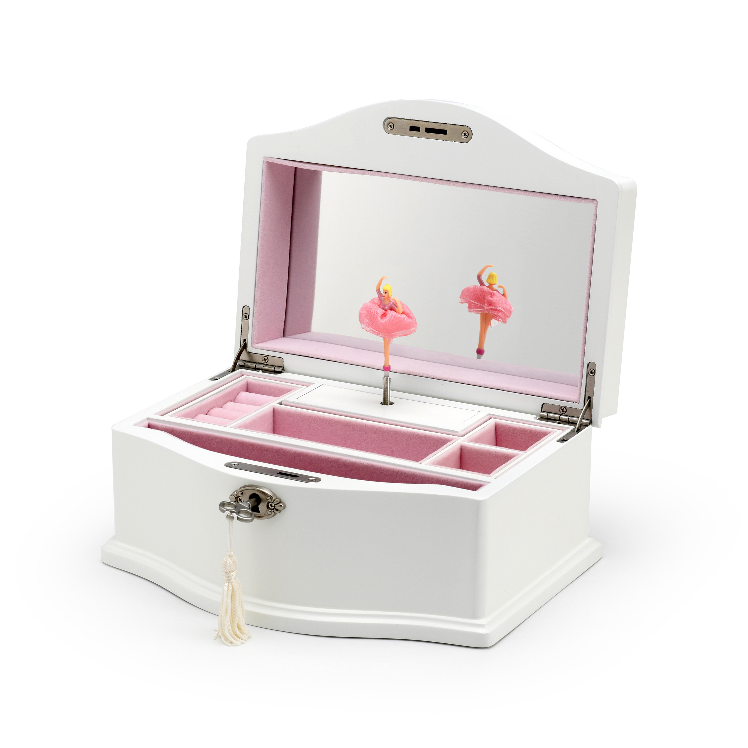 Nostalgic 18 Note White Spinning Ballerina Musical Box with Lock and ...