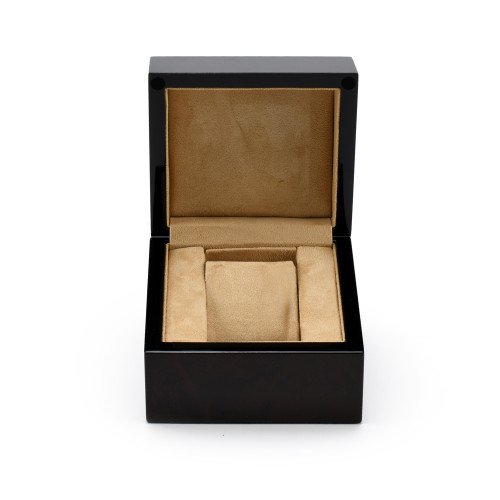 Elegant Burl Wood Single Watch Box with Beige Interior - MusicBoxAttic.com