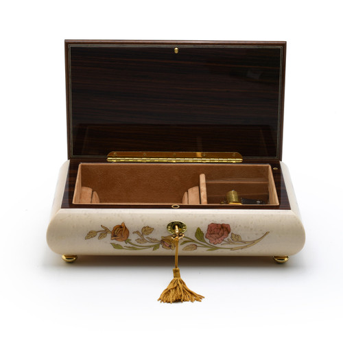 White Music Box | Floral Inlay | Shop Music Box Attic