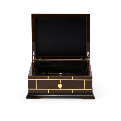 Brilliant Wood Tone Modern Masonry Design 72 Note Reuge Music Box ...