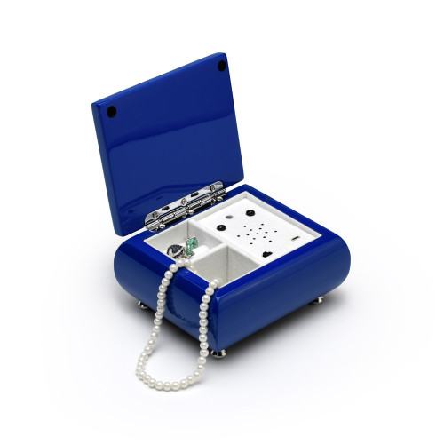 High Gloss Navy Blue USB Sound Module Music Jewelry Box - MusicBoxAttic.com