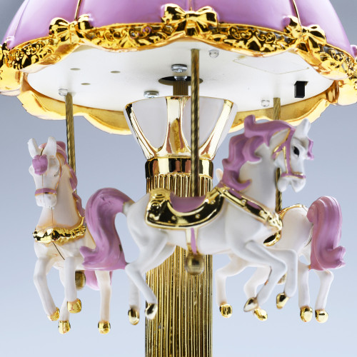 Adorable Pink and Gold Accented Animated Musical Carousel Keepsake ...