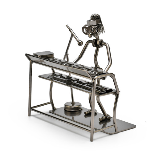 Handcrafted Metal Musician with Dual Synthesizers Figurine ...