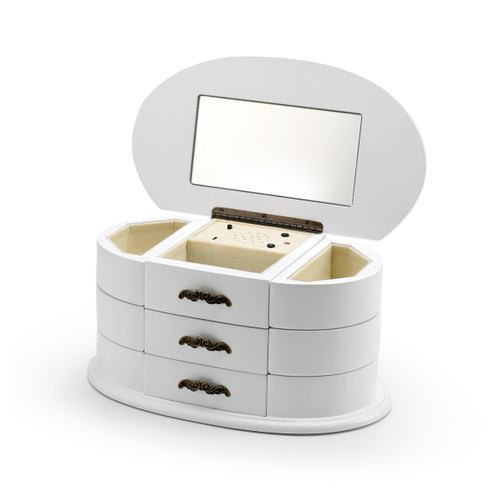 Traditional Matte White Custom Sound Module Jewelry Box with Swivel ...