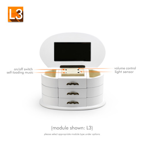Traditional Matte White Custom Sound Module Jewelry Box with Swivel ...
