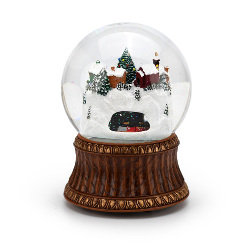 Grand Rotating Train on Mountain Village Animated Musical Snow Globe ...