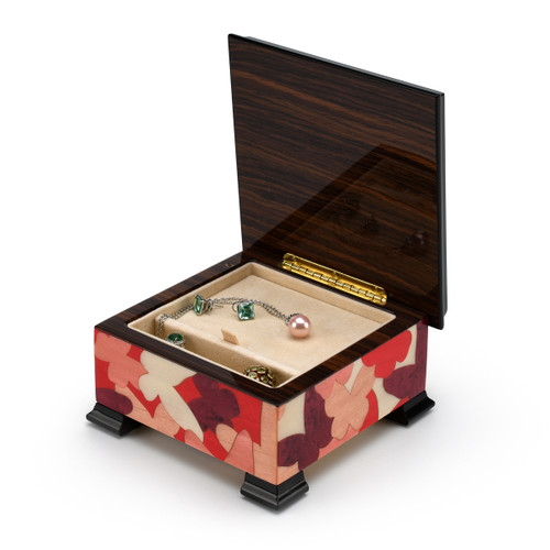 Beautiful Multi-Shades of Pink 36 Note Italian Music Box with Butterfly ...