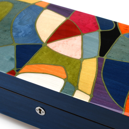 Bold Multicolored 30 Note Italian Blue Music Box with Abstract Art ...