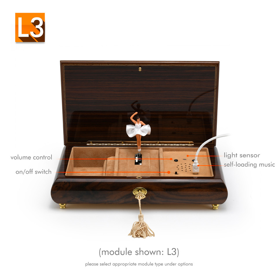 Handcrafted Walnut Floral Inlay Custom Sound Module Music Box with ...