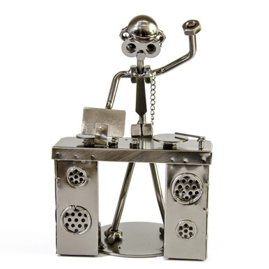 Handcrafted metal musician DJ figurine - MusicBoxAttic.com
