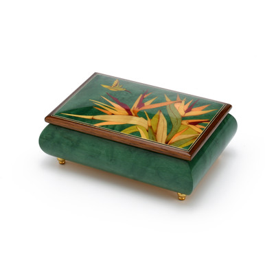 Handcrafted Tropical Music Box Birds of Paradise and Parrot Wood Inlay ...