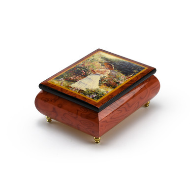 Handcrafted Ercolano Music Box With Painted Scene "Quite Garden" By ...