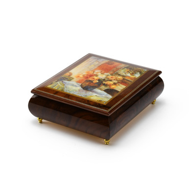 Handcrafted Ercolano Music Box with Painted Scene "Roses from Monet's ...