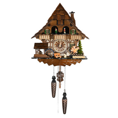 Stunning Wooden Black Forest Chalet Quartz Cuckoo Clock with Dancing ...