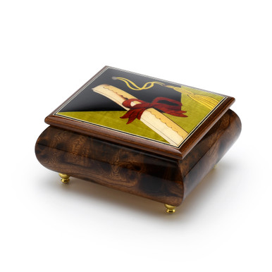 Incredible 23 Note Graduation Cap with Diploma Wood Inlay Music Box ...