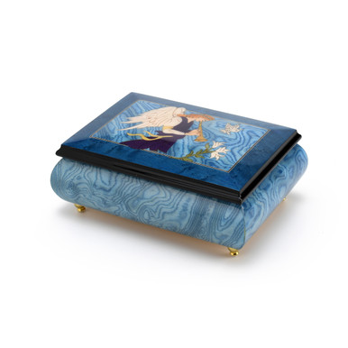 Gorgeous Handcrafted 36 Note Italian Sea Blue Music Box with Angel ...