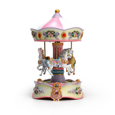 Nostalgic Classic Pink Musical Rotating Carousel - MusicBoxAttic.com