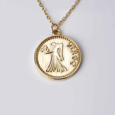 18kt Gold Plated Astrology Necklace with Zodiac Pendant of Virgo ...