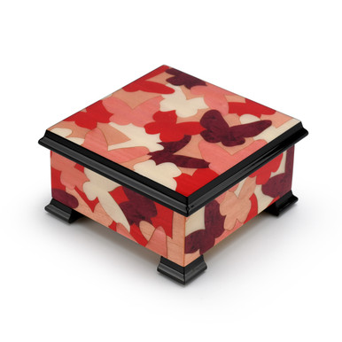 Beautiful Multi-Shades of Pink 30 Note Italian Music Box with Butterfly ...