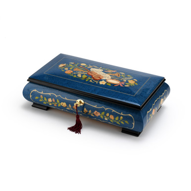 Handcrafted 18 Note Navy Blue Grand Musical Instrument and Floral Music ...