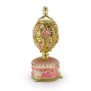 Dazzling Pink 18 Note Musical Floral and Filigree Faberge-style Egg ...