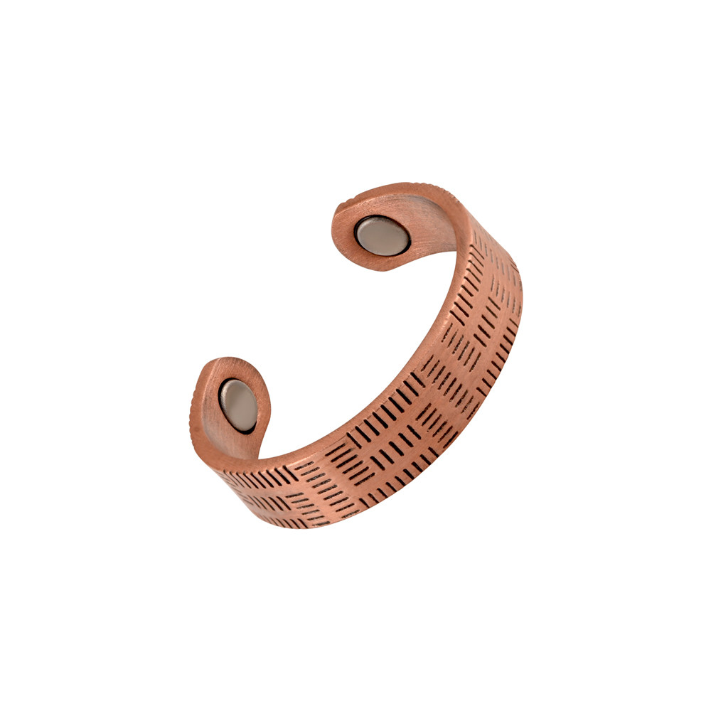 2 Copper Adjustable Magnetic Therapy Rings Straight Lines
