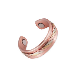 2 Copper Adjustable Magnetic Therapy Rings Straight Lines