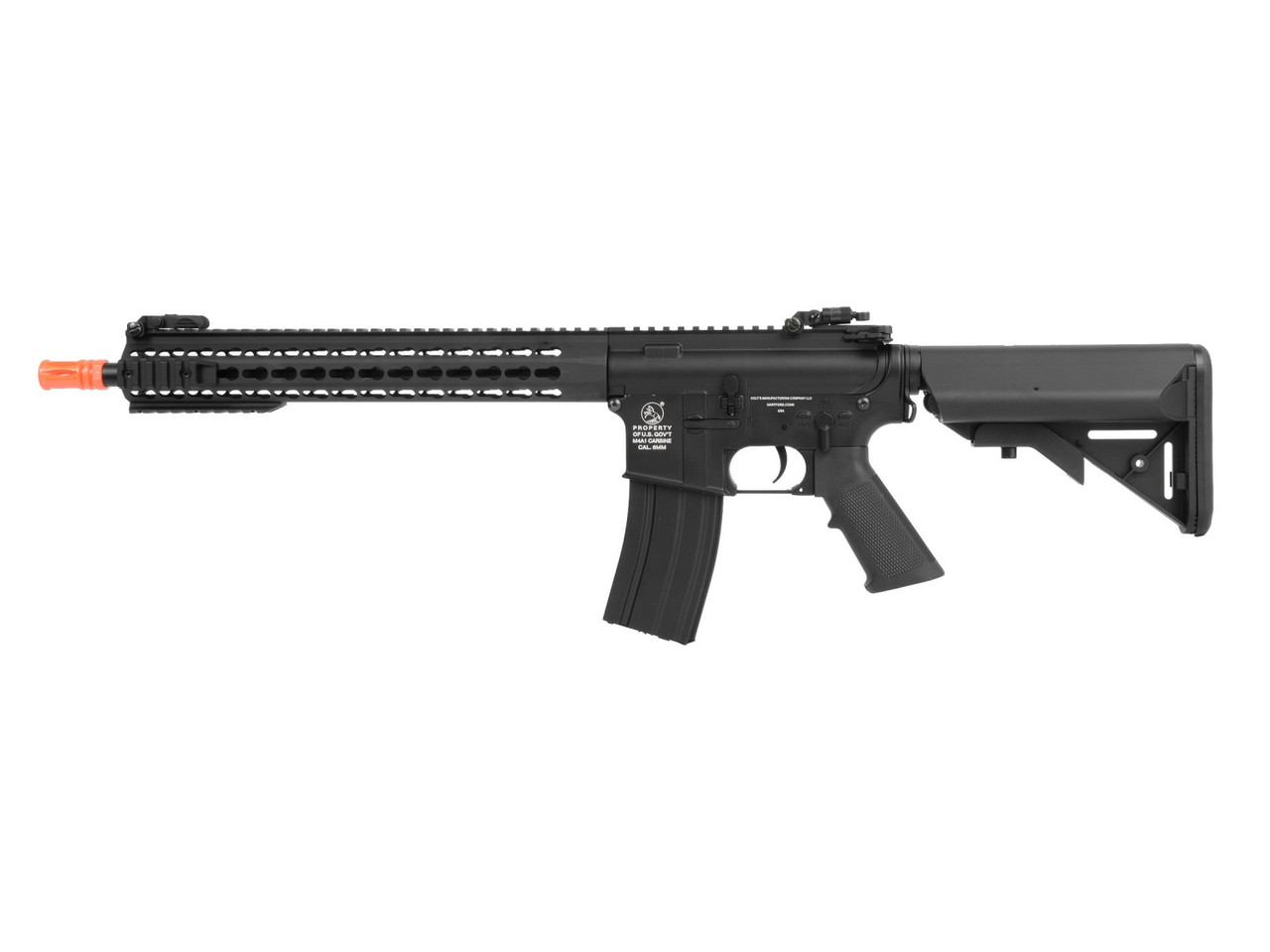 Colt M4A1 Long Keymod Full Metal AEG Rifle, Black - Airgun Megastore