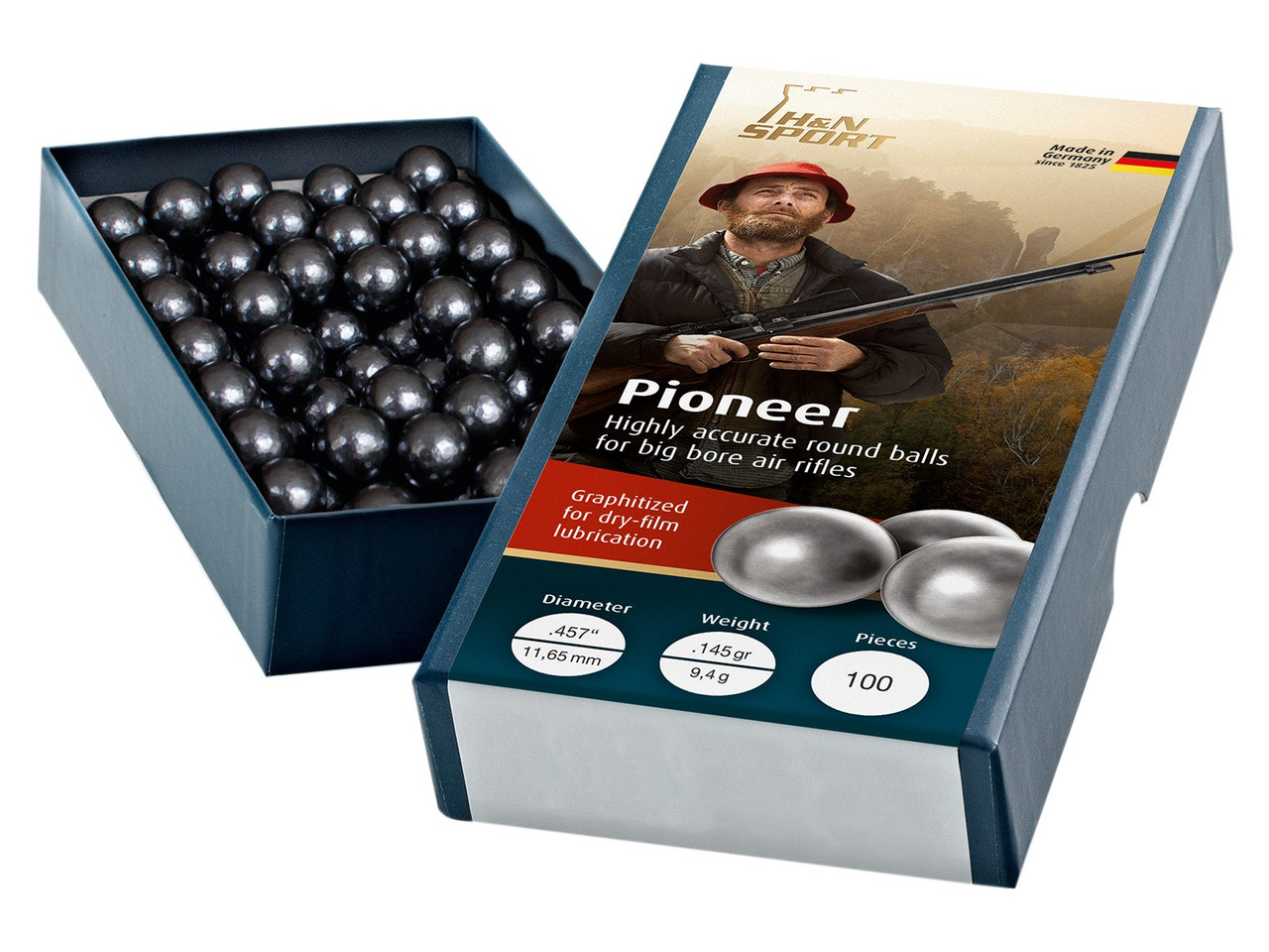 H&N Pioneer .457 Round Ball Ammo, 145 Grains, 100ct - Airgun Megastore