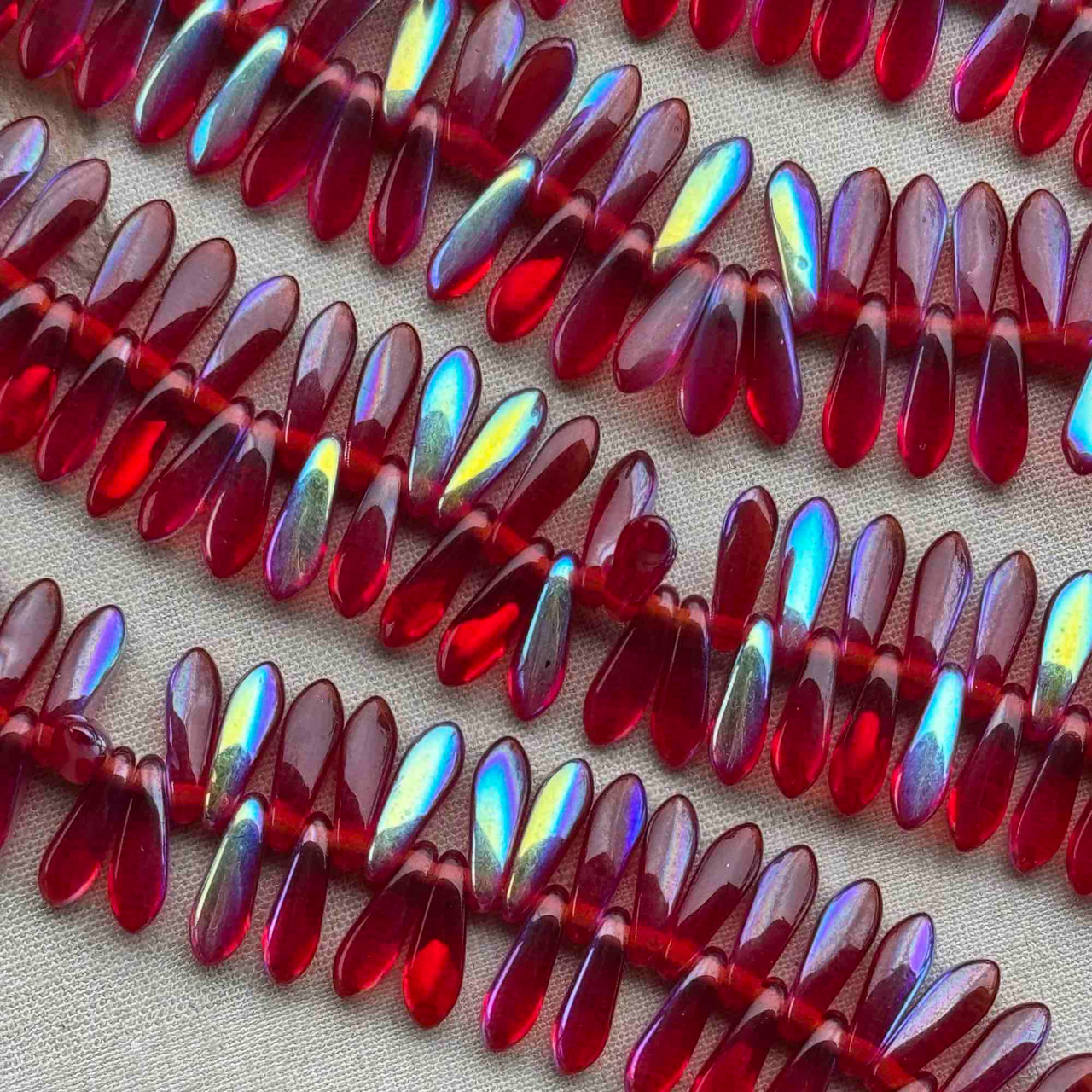 10x3mm Siam AB Czech Glass Dagger Drop 100 Beads Per Strand - Dry Gulch ...