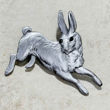 Vintage Silver Hare Rabbit Brooch Pin Emerald Eyes 48x40mm Per Pc - Dry ...